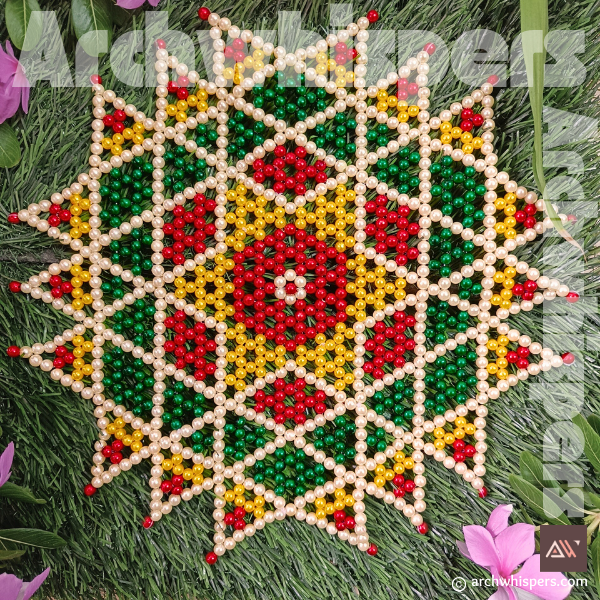 Vibrant Moti Table / Rangoli Mats (Star Pattern) (Plastic Pearl ...